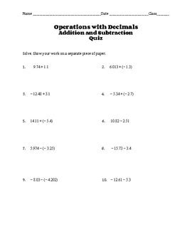 Adding And Subtracting Integers Quiz By Kaitlin Pelletier TPT