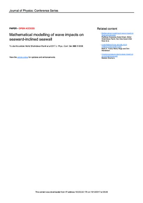 Pdf Mathematical Modelling Of Wave Impacts On Seaward Inclined Seawall