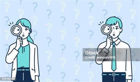 돋보기를 들여다보는 젊은 사업가의 벡터 일러스트 레이 션 자료 여자에 대한 스톡 벡터 아트 및 기타 이미지 여자 놀라움 돋보기 광학 기기 Istock