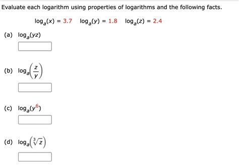 Solved Evaluate Each Logarithm Using Properties Of Chegg Com