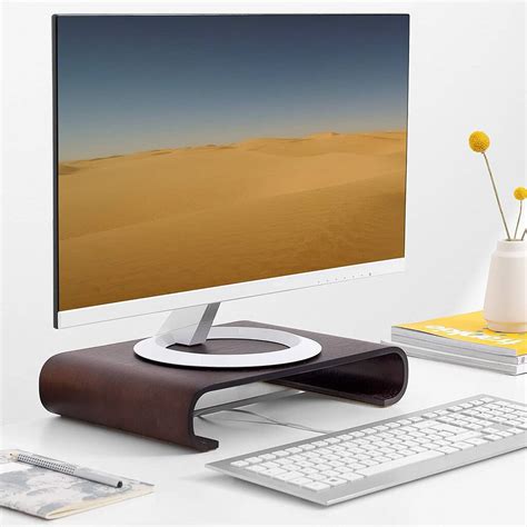 Desk Computer Monitor Dock Wooden Stand By Momentum