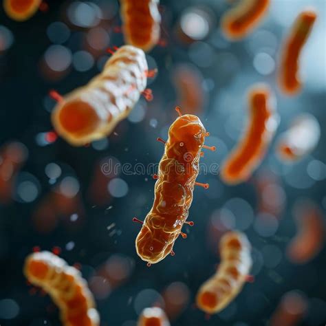 Microscopic View Of Bacteria In A Dynamic Environment With A Vibrant Backdrop Stock Image