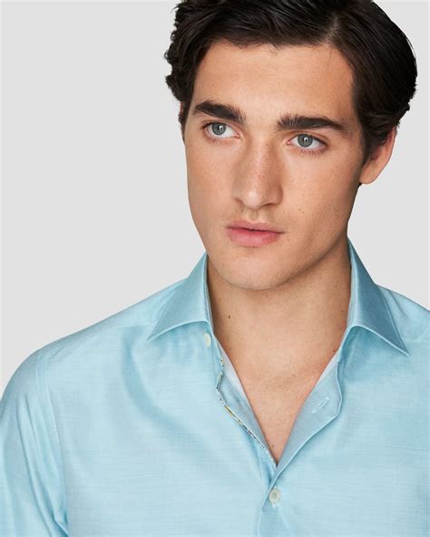 그린 시그니처 트윌 셔츠 플로랄 파이핑 디테일 Eton