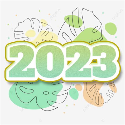 Aesthetic 2023 Text With Hand Drawn Leaves Aesthetic 2023 New Year