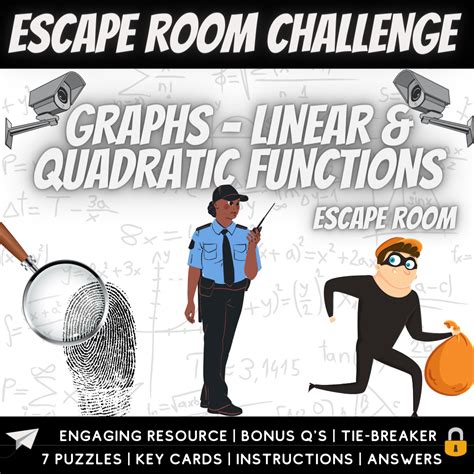 Cre8tive Resources Graphs Of Linear And Quadratic Functions Escape Room
