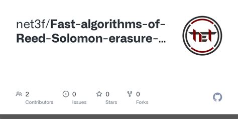 Github Net3ffast Algorithms Of Reed Solomon Erasure Codes