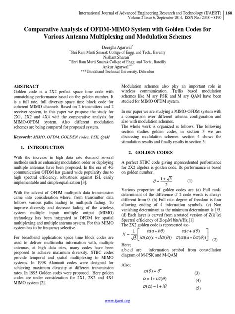 Comparative Analysis Of Ofdm Mimo System With Golden Codes For Various