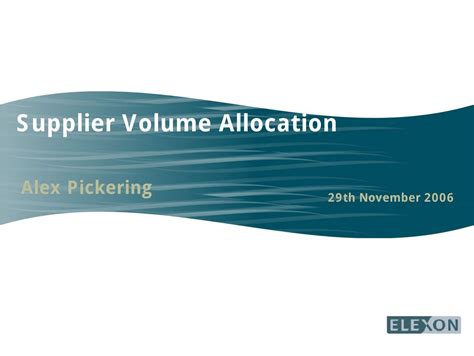 Supplier Volume Allocation National Grid