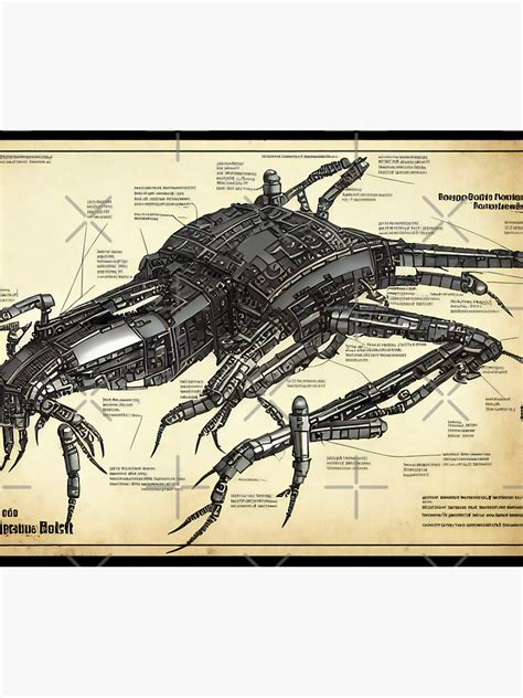 Steampunk Insect Robot Blueprints Sticker For Sale By Procopiopi Redbubble