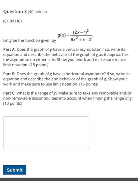 solved let g be the function given by g x 6x2 x−2 2x−1 2