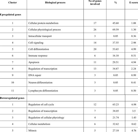 Functional Annotation And Clustering Of Differentially Expressed Genes Download Table