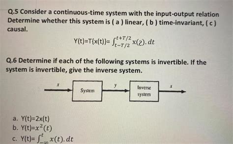 solved q 5 consider a continuous time system with the