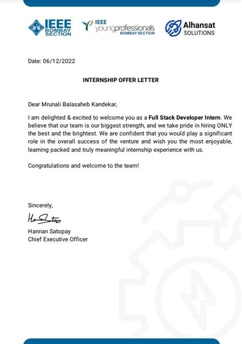 Mrunali Kandekar On Linkedin Internship Ieee