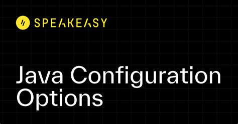 Java Configuration Options Speakeasy