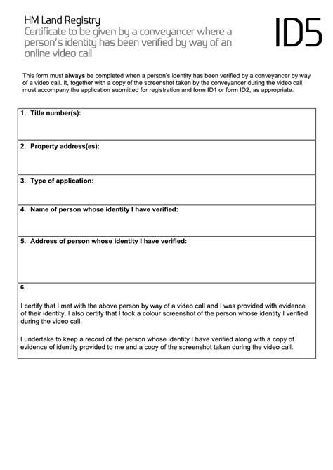 Id5 Certificate To Be Given By A Conveyancer Where A Persons Identity Has Been Verified By Way