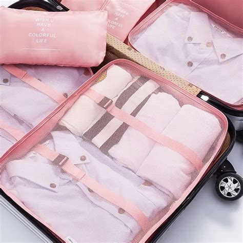 Органайзери за багаж Комплект от 8 броя органайзери за куфар за дрехи и козметика при пътуване