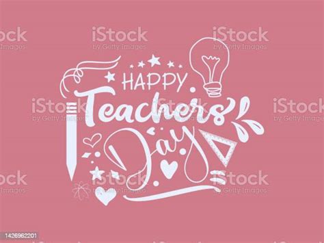 행복한 교사의 날 벡터 일러스트 레이 션 서예 디자인 장식 낙서 축하 0명에 대한 스톡 벡터 아트 및 기타 이미지 0명 10월 2022년 Istock