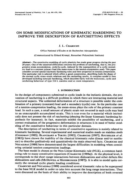 On Some Modifications Of Kinematic Hardening To Improve The Description