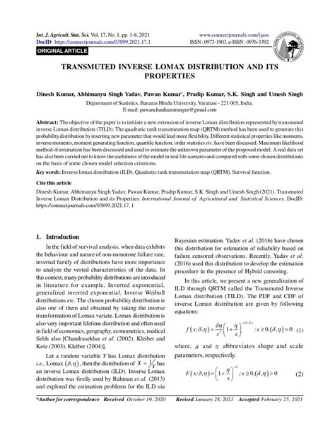 Pdf Transmuted Inverse Lomax Distribution And Its Properties