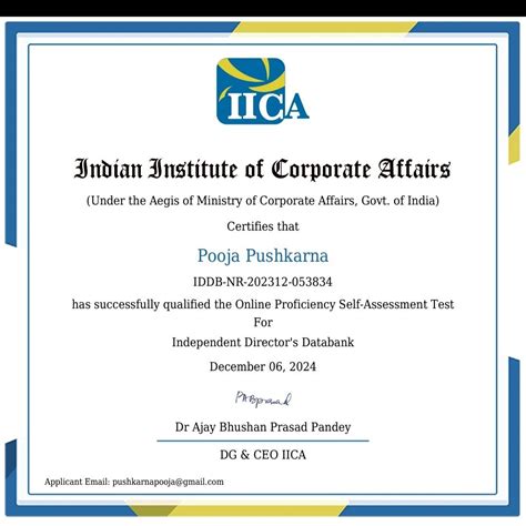 Pooja Pushkarna On Linkedin Proud To Share The Entry Into Independent Directors Databank