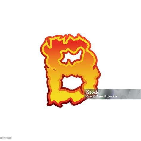 Tembakan Huruf B Huruf Font Api Karakter Alfabet Tato Alfabet Tanda Berapiapi Ilustrasi Stok