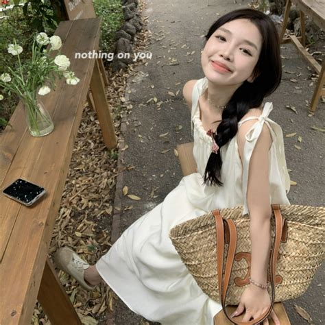 위켄드블루 여리 리본 롱원피스 스트랩 어깨끈 나시 민소매 페미닌 러블리 루즈핏