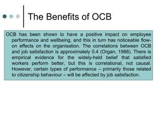 ORGANIZATIONAL CITIZENSHIP BEHAVIOR PPTX Business Business And Finance