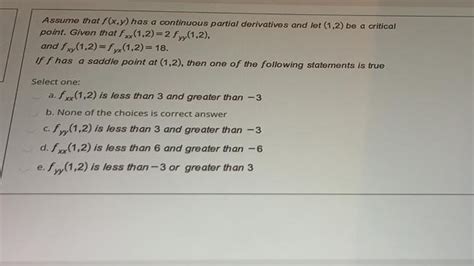 Solved Assume That Fxy Has A Continuous Partial