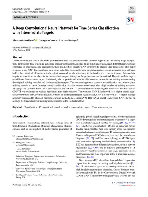 A Deep Convolutional Neural Network For Time Series Classification With Intermediate Targets