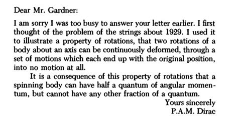 did dirac ever publish anything about his string trick physicsoverflow