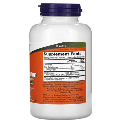Купить NOW Foods, глюкоманнан, 575 мг, 180 вегетарианских капсул, цена ...