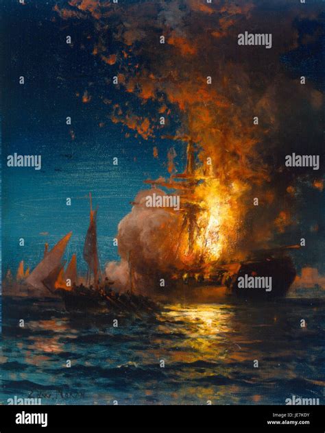 Burning Of The Philadelphia By Edward Moran Depicts The Historical
