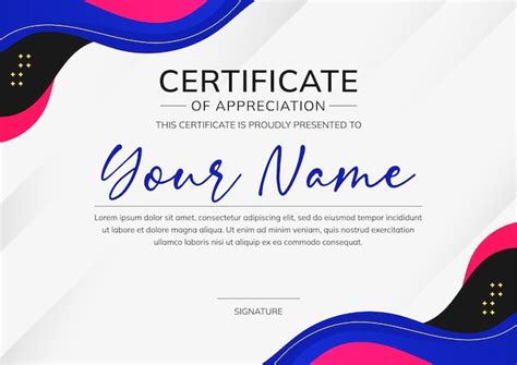 인증서 템플릿 추상적인 디자인 프리미엄 벡터