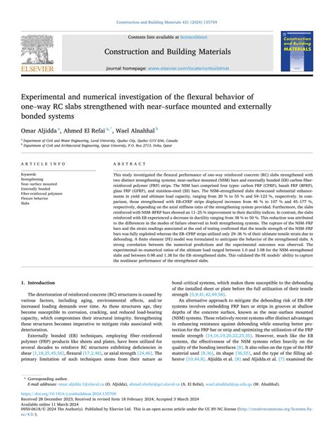 Pdf Experimental And Numerical Investigation Of The Flexural Behavior