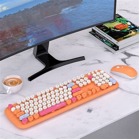Colorful Typewriter Keyboard And Mouse Combo