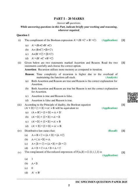 Isc Class 12 Computer Science Specimen Paper 2025 Pdf