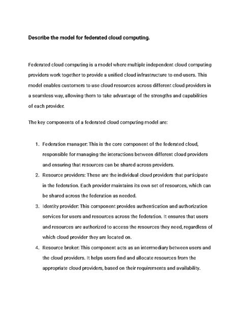 Describe The Model For Federated Cloud Computing Federated Cloud