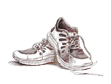 스포츠 신발 손으로 그린 스케치 벡터 일러스트 레이 션 프리미엄 벡터