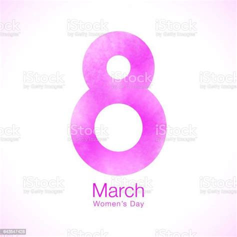 3 월 8여자 하루 종이 디자인 인사말 카드 서식 파일의 국제 여성의 날 밝은 보라색 분홍색 수채화 흰색 바탕에의 상징 벡터 일러스트입니다 0명에 대한 스톡 벡터 아트 및