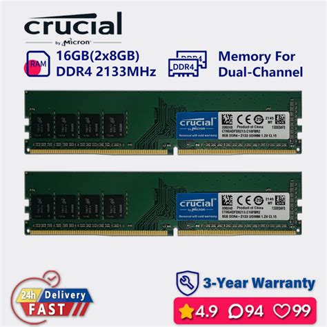 CRUCIAL Gb Gb Gb Mhz Ddr Dual Channel Desktop Memory Udimm Pc U RAM Shopee