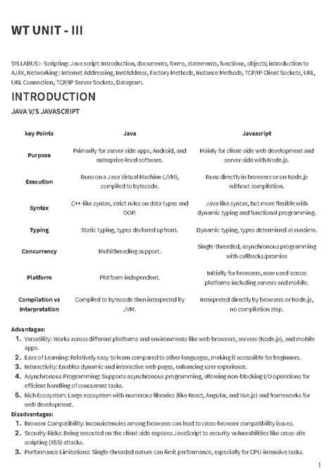 Web Technology Unit Iii Notes Wt Unit Iii Syllabus Scripting