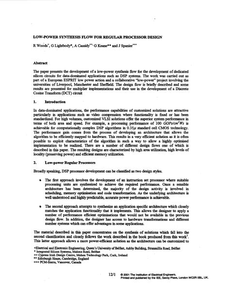 Pdf Low Power Synthesis Flow For Regular Processor Design