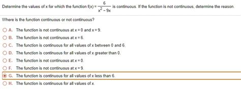 Determine The Values Of For Which The Function Flx X Continuous If The Function Is Not