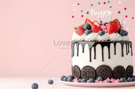 분홍색 배경에 생일 케이크 사진 무료 다운로드 Lovepik