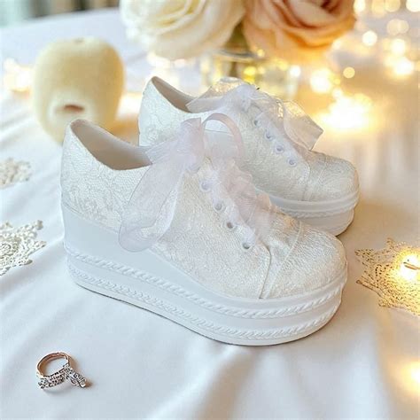 White Platform Sneakers Wedding