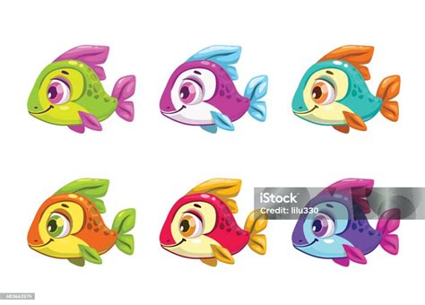 Set Ikan Kartun Berwarnawarni Ilustrasi Stok Unduh Gambar Sekarang