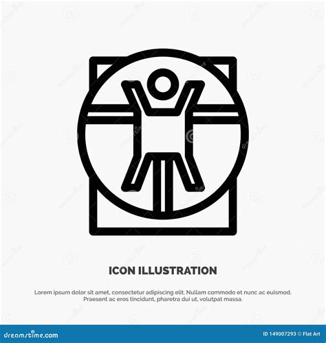 Vitruvian Man Medical Scene Line Icon Vector Stock Vector Illustration Of Woman Illness