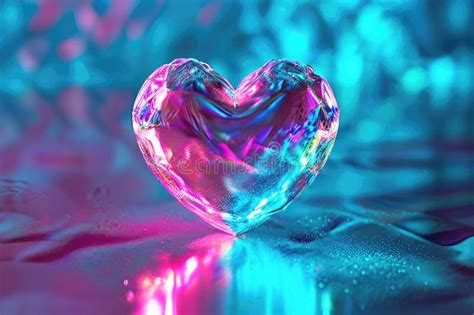 Colorful Glass Holographic Heart Symbol Of Love Stock Image Image Of Treasure Decoration