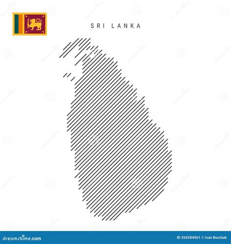 Sri Lanka Map From Pattern Of Black Slanted Parallel Lines Flat Vector Illustration Isolated On