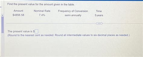 Solved Find The Present Value For The Amount Given In The Chegg